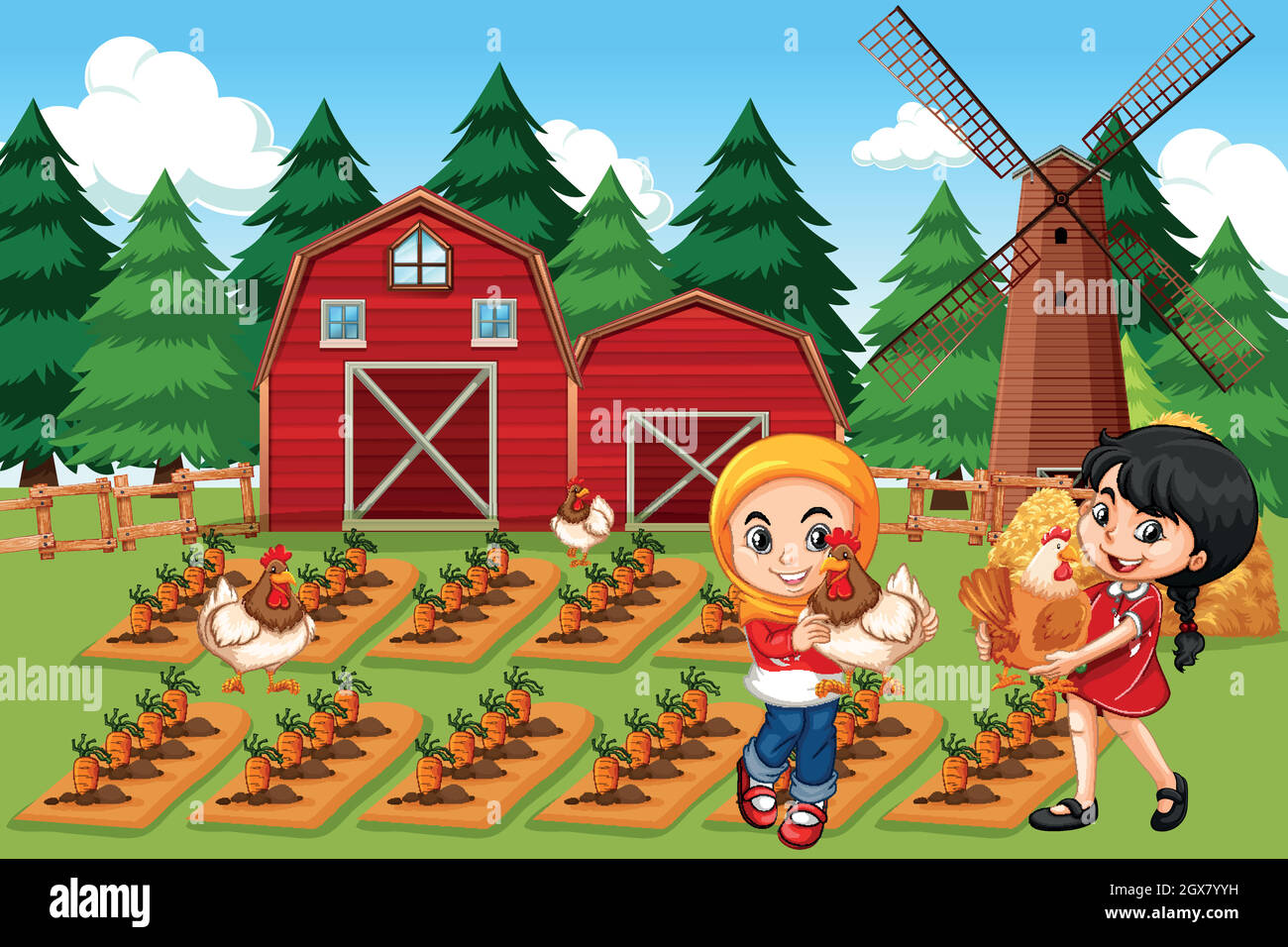 Farmers in farm scene Stock Vector Image & Art - Alamy