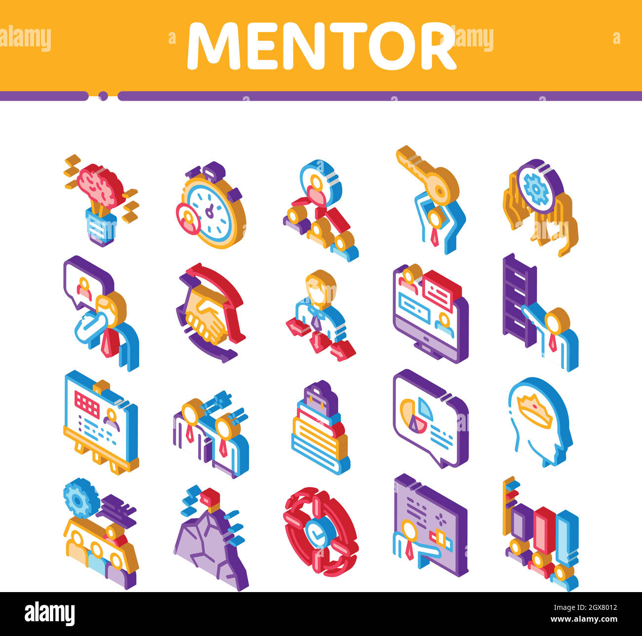 Mentor Relationship Isometric Icons Set Vector Stock Vector Image & Art ...
