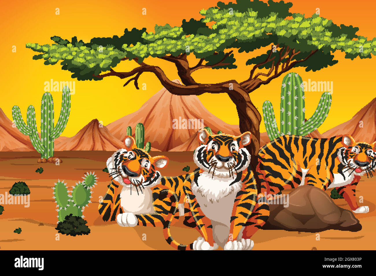 Tiger at the desert Stock Vector Image & Art - Alamy