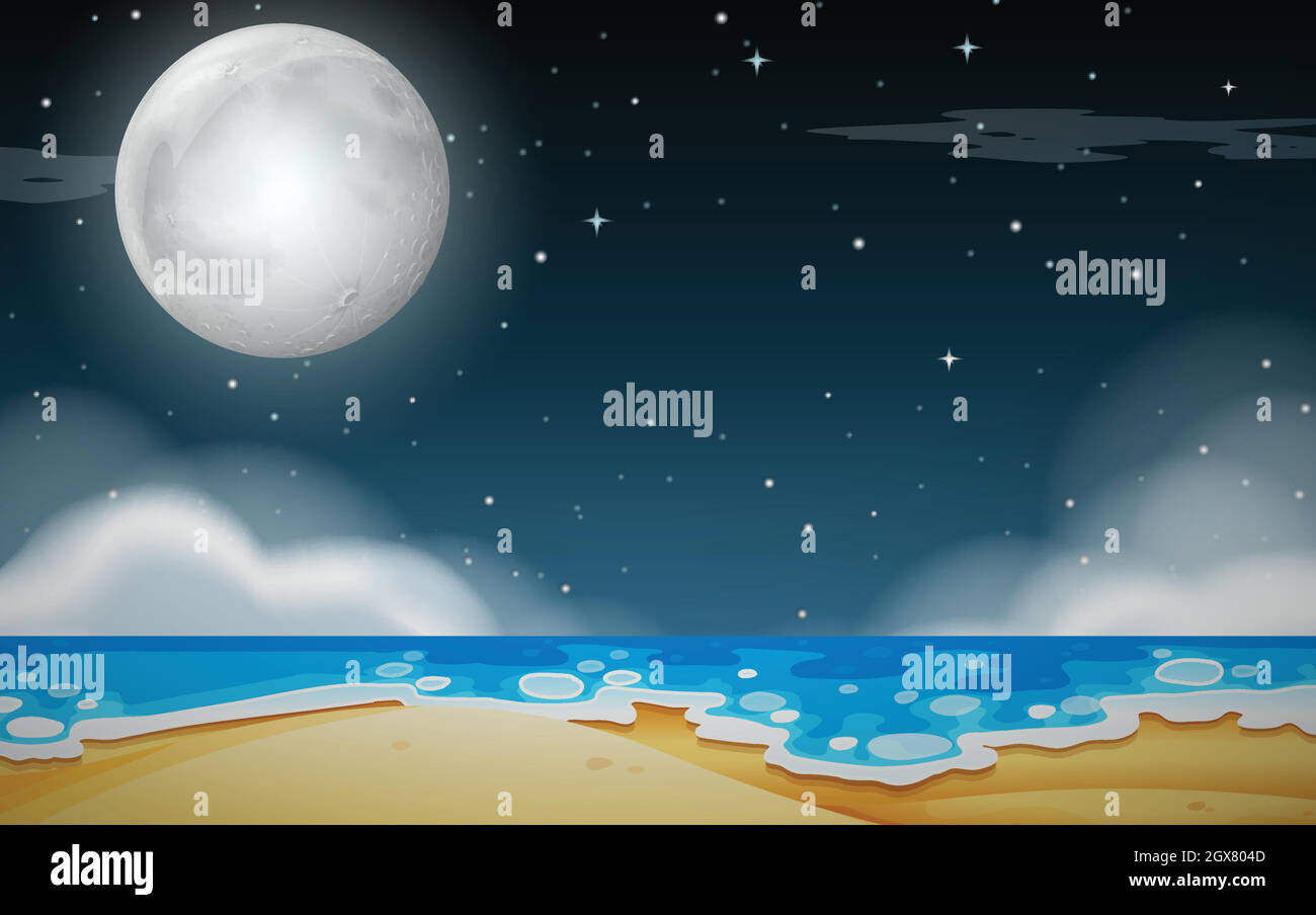 A night beach scene Stock Vector Image & Art - Alamy