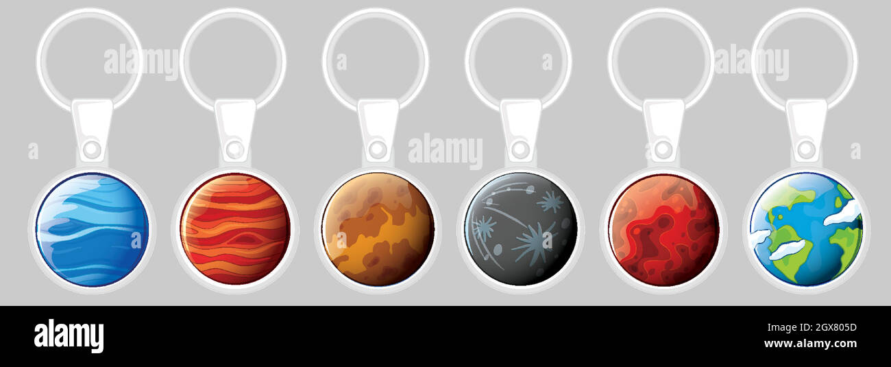Keychain template design with different planets Stock Vector Image ...