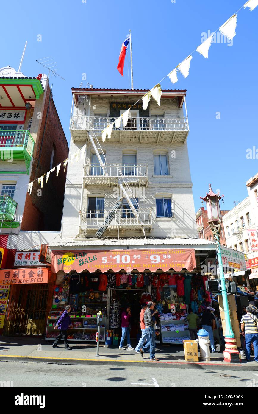 Antique Chinese style commercial buildings on 957 Grant Avenue at ...
