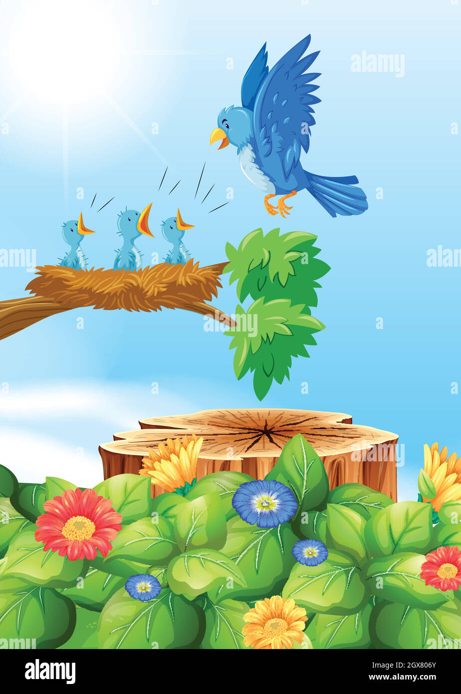 Birds in Nest om the Tree Stock Vector Image & Art - Alamy