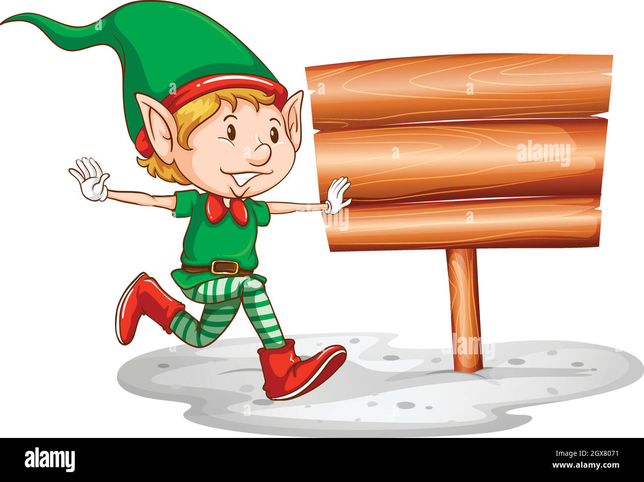 Christmas elf and wooden sign Stock Vector Image & Art - Alamy