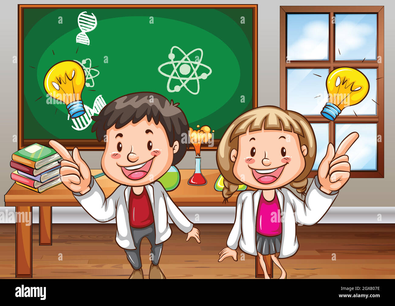 Science experiment elementary school Stock Vector Images - Alamy