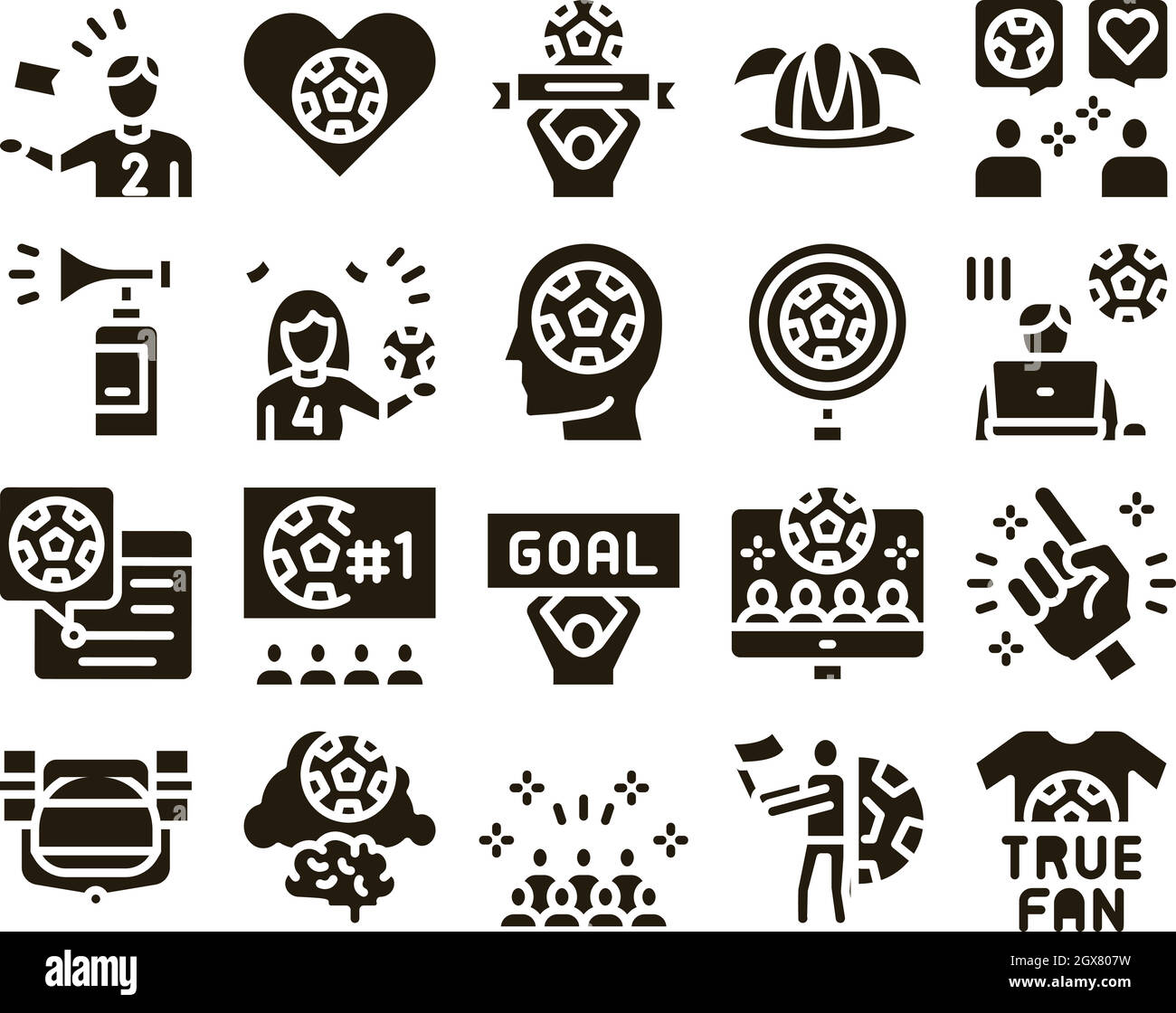 Soccer Fan Attributes Glyph Set Vector Stock Vector Image & Art - Alamy
