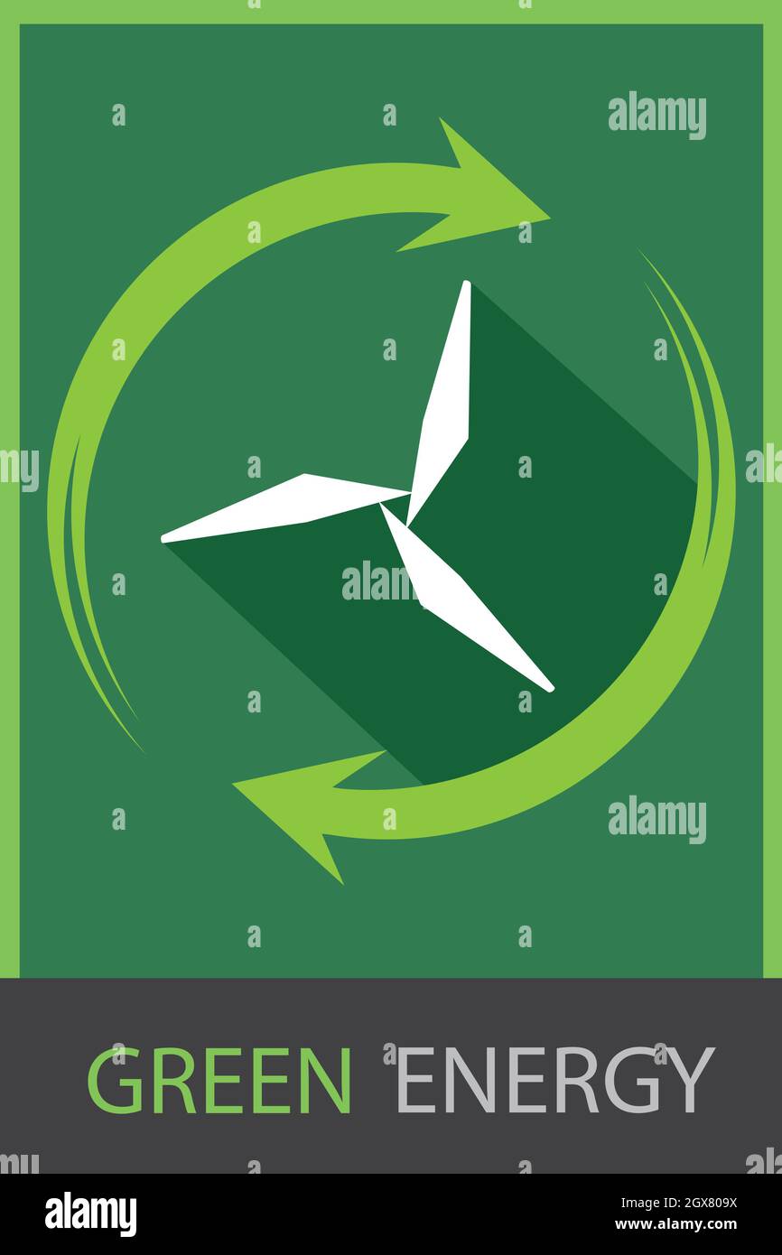 Wind energy logo. Green energy concept. Wind turbine flat design symbol ...