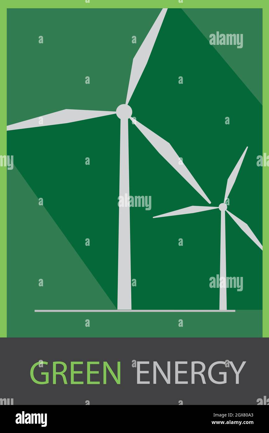 Wind energy logo. Green energy concept. Wind turbine flat design symbol ...
