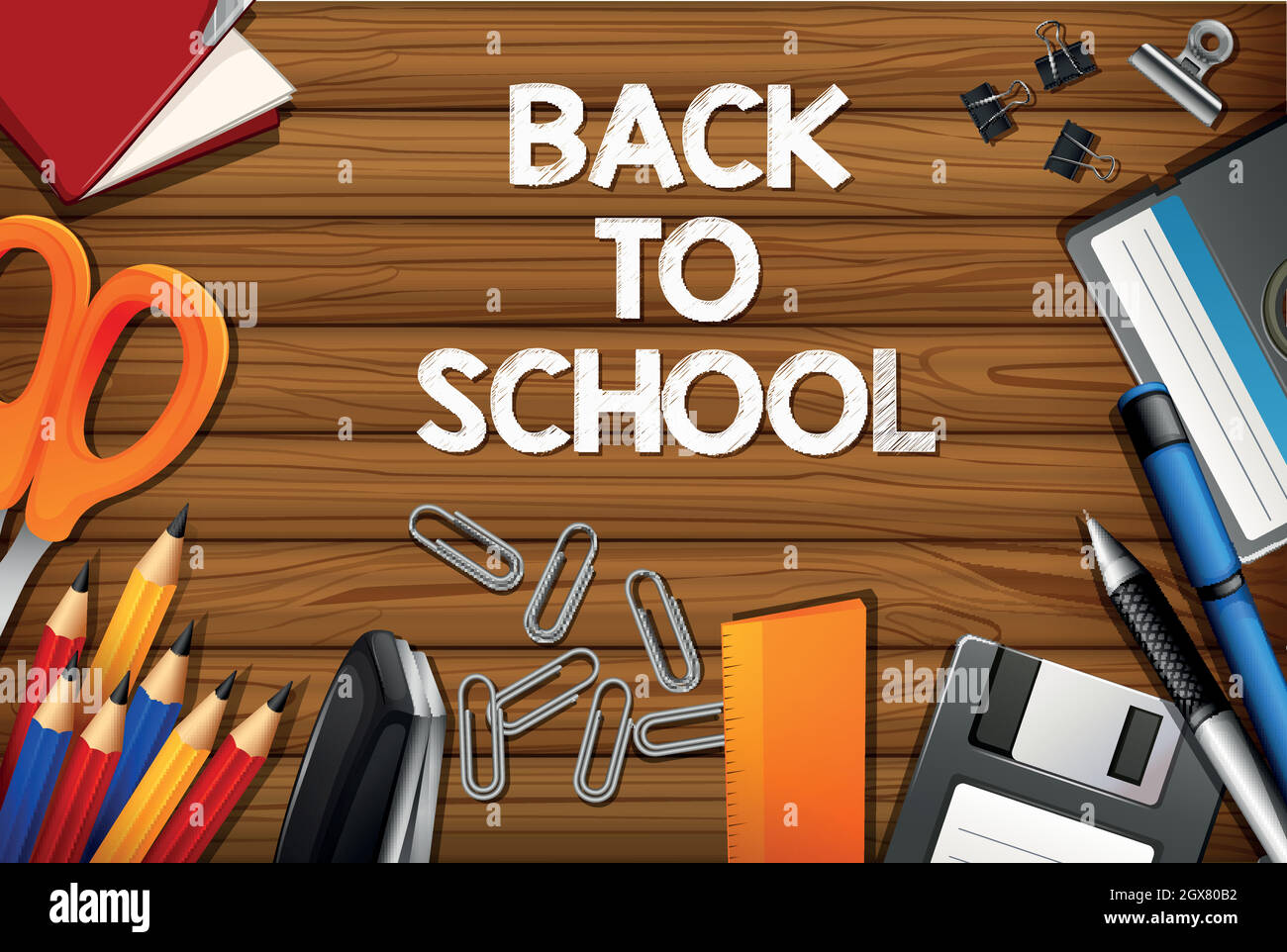 Notebook on wood background Stock Vector Images - Alamy