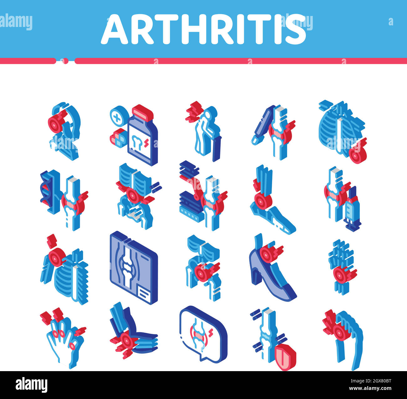 Arthritis Disease Isometric Icons Set Vector Stock Vector Image & Art ...
