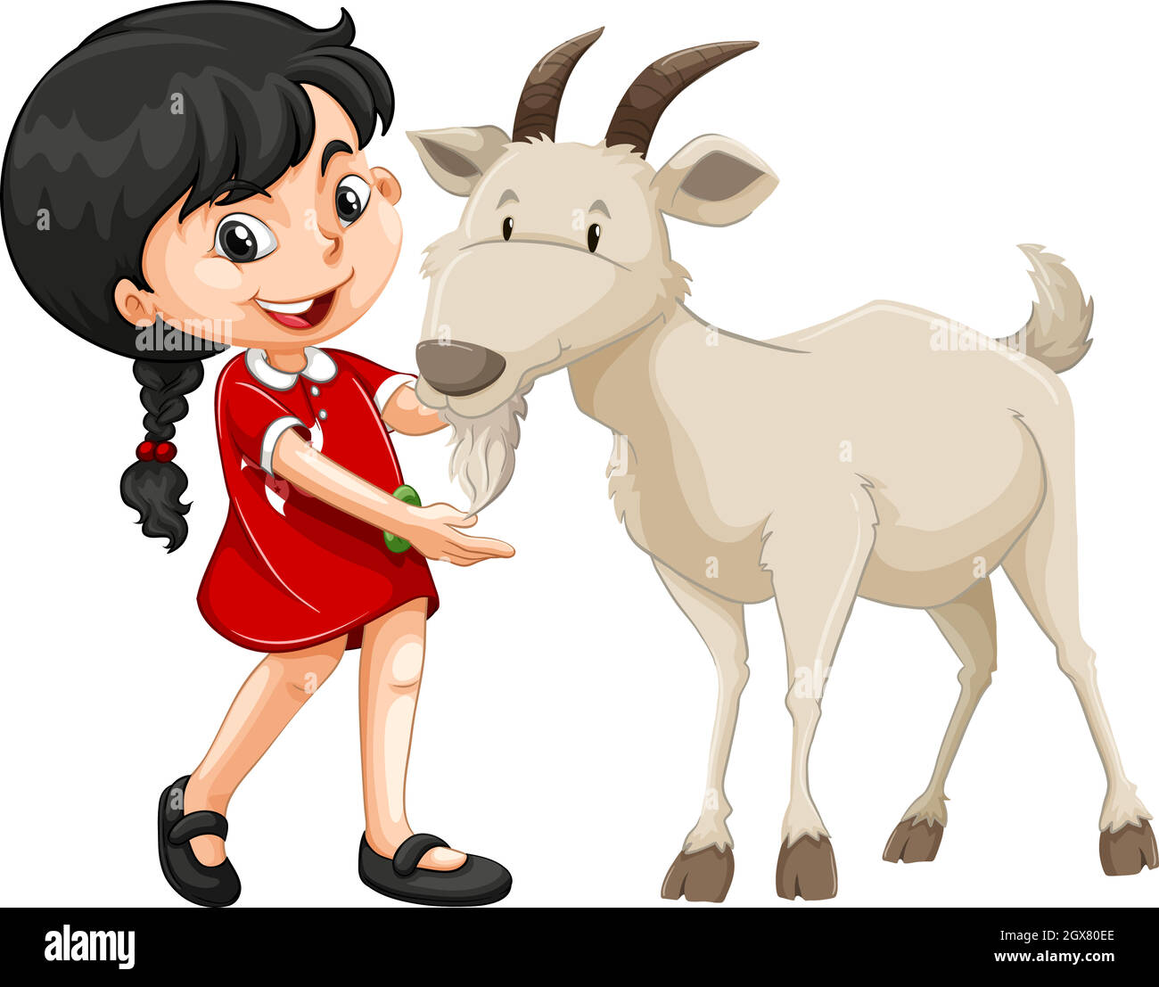 Girl and goat Stock Vector Images - Alamy