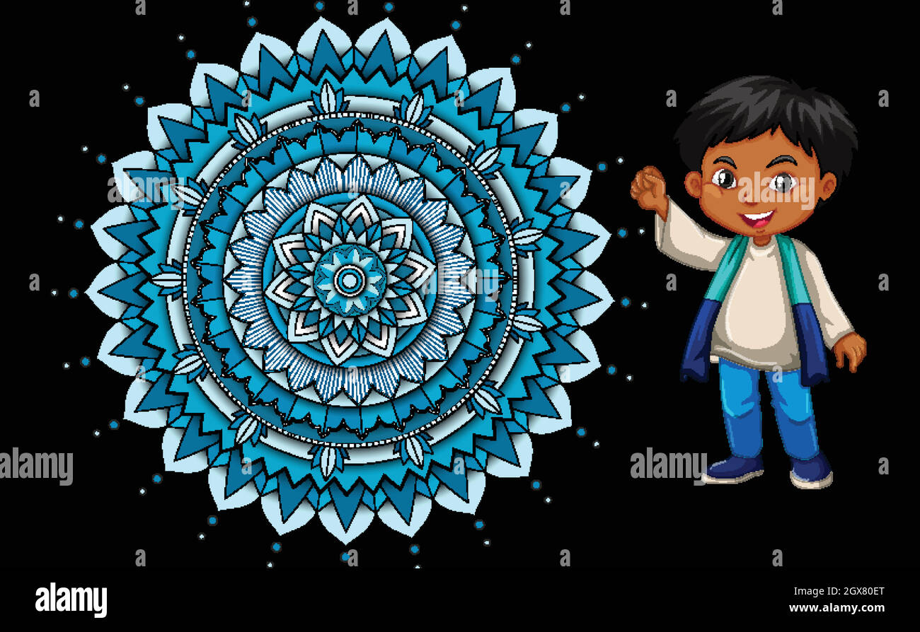 Background design with happy kids and mandala patterns Stock Vector ...