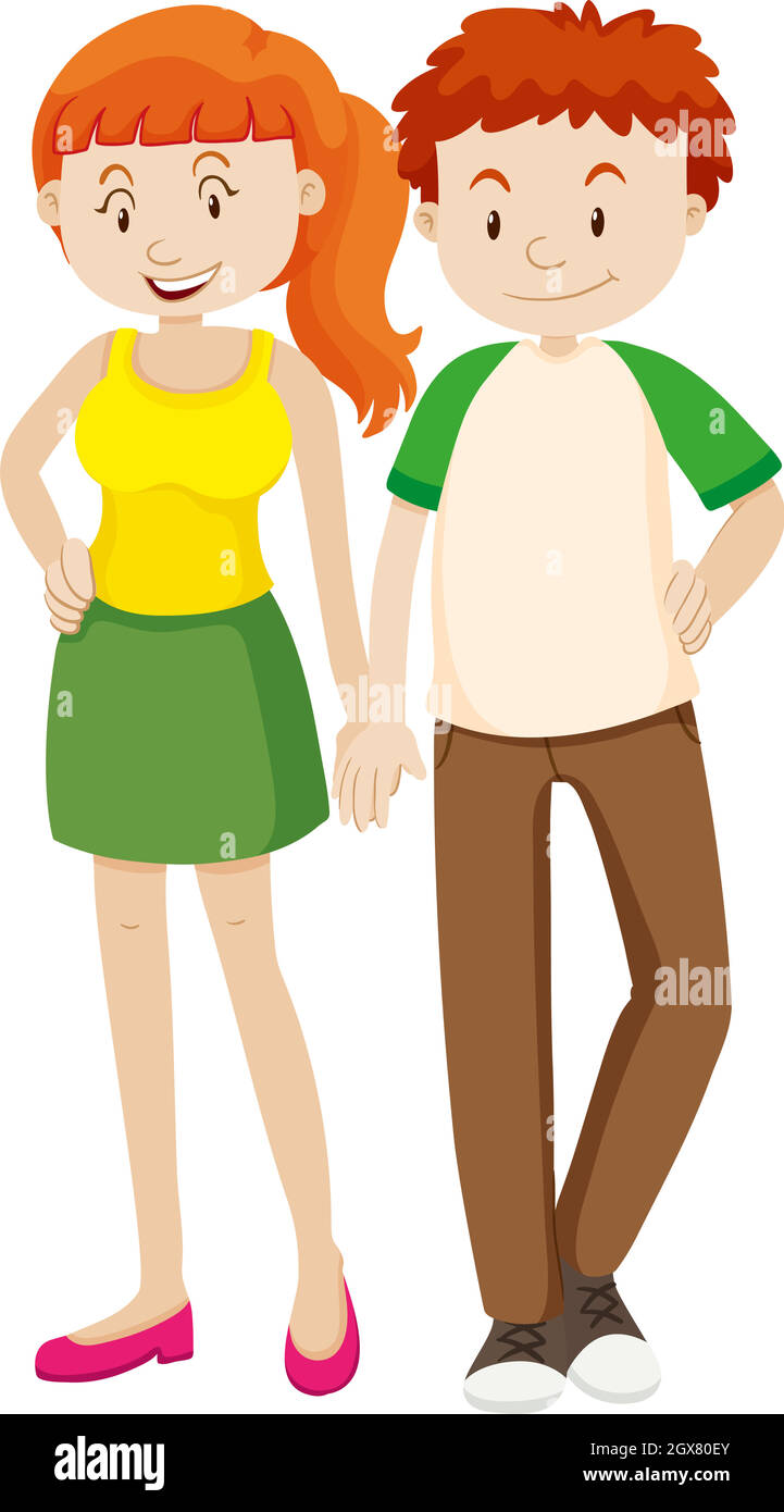 Boyfriend holding hands girlfriend Stock Vector Images - Alamy