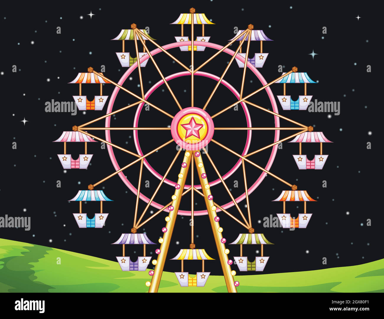Ferris wheel night scenery Stock Vector Images - Alamy