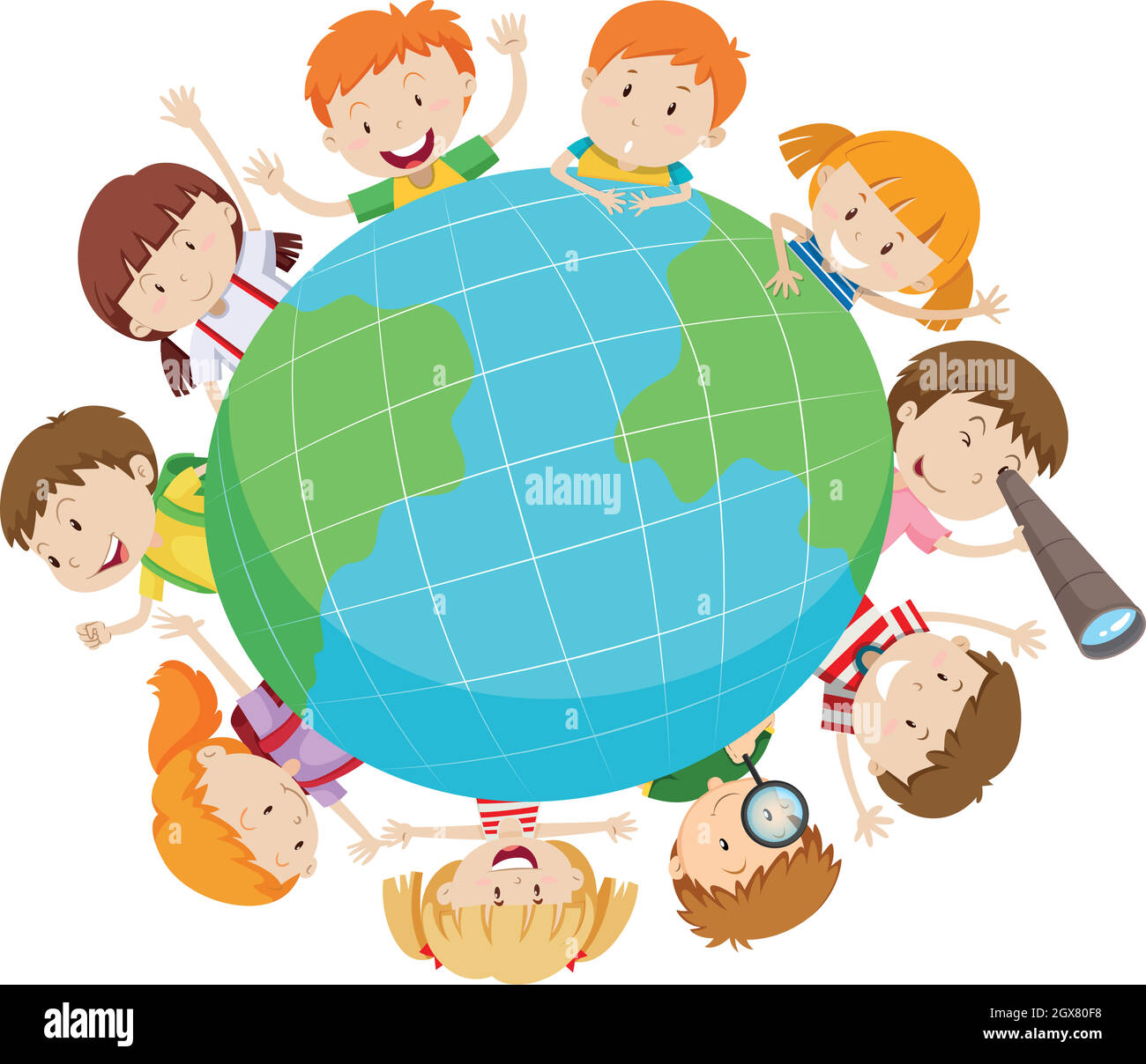 Boys girls around world illustration Stock Vector Images - Alamy