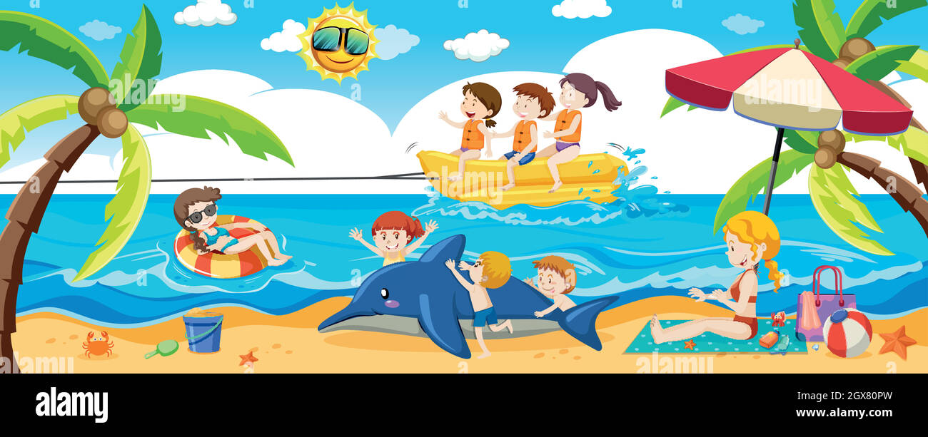 Summer beach people in Stock Vector Images - Alamy