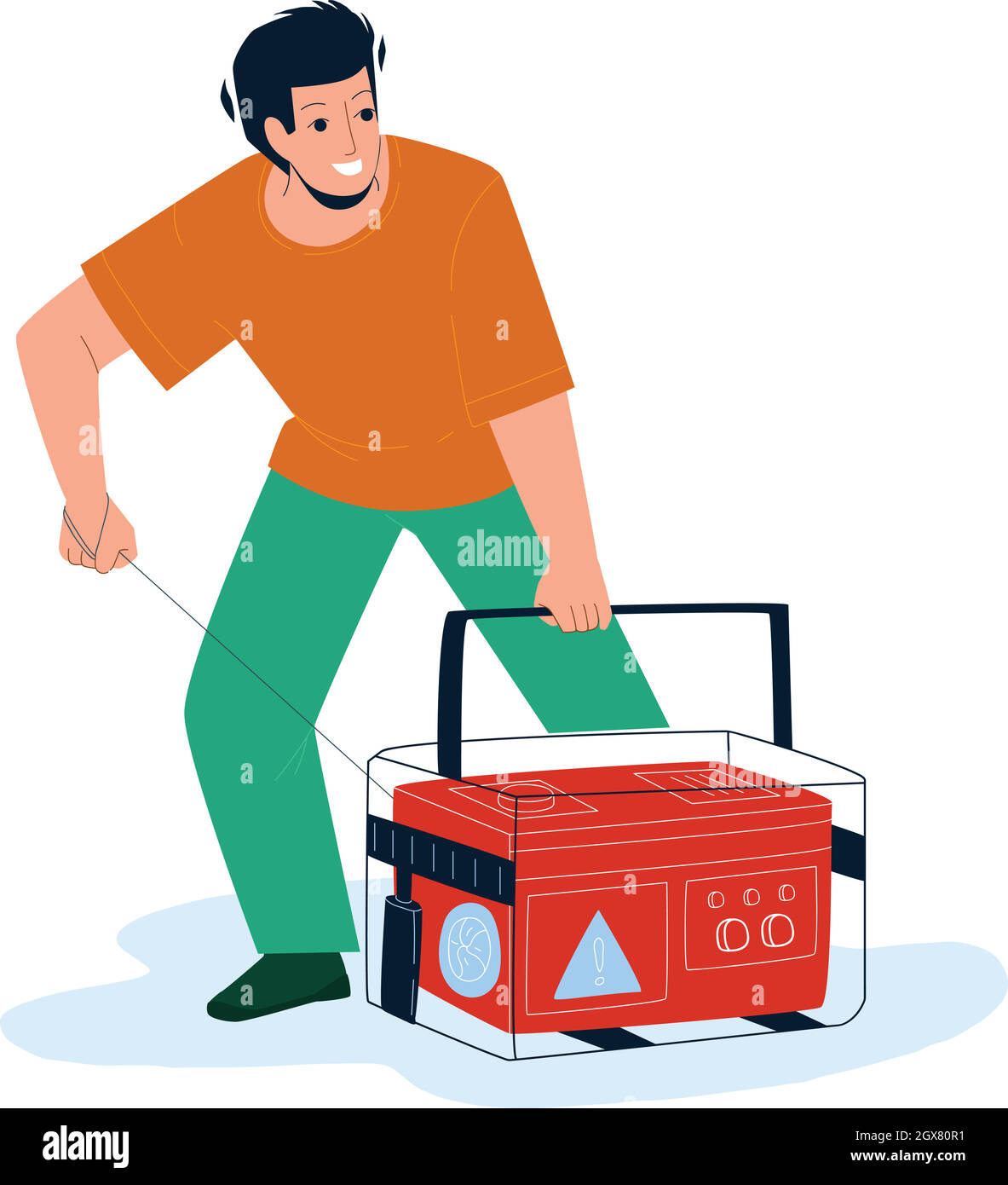 Generator Equipment Starting Young Man Vector Stock Vector Image & Art ...