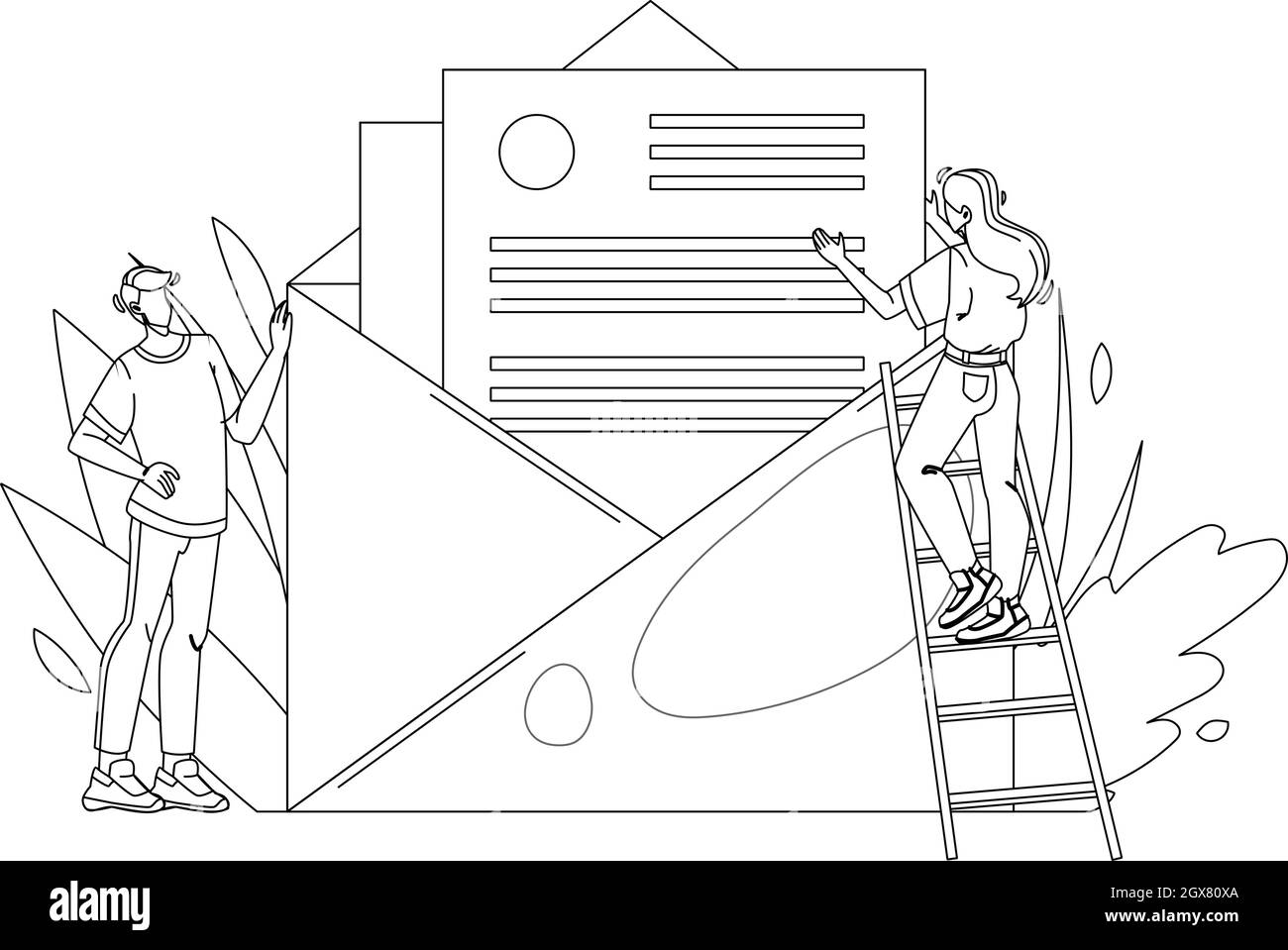 People Opening And Reading Email Message Vector Stock Vector Image ...