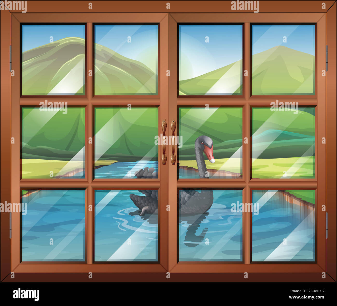 A window with a view of the river outside Stock Vector Image & Art - Alamy