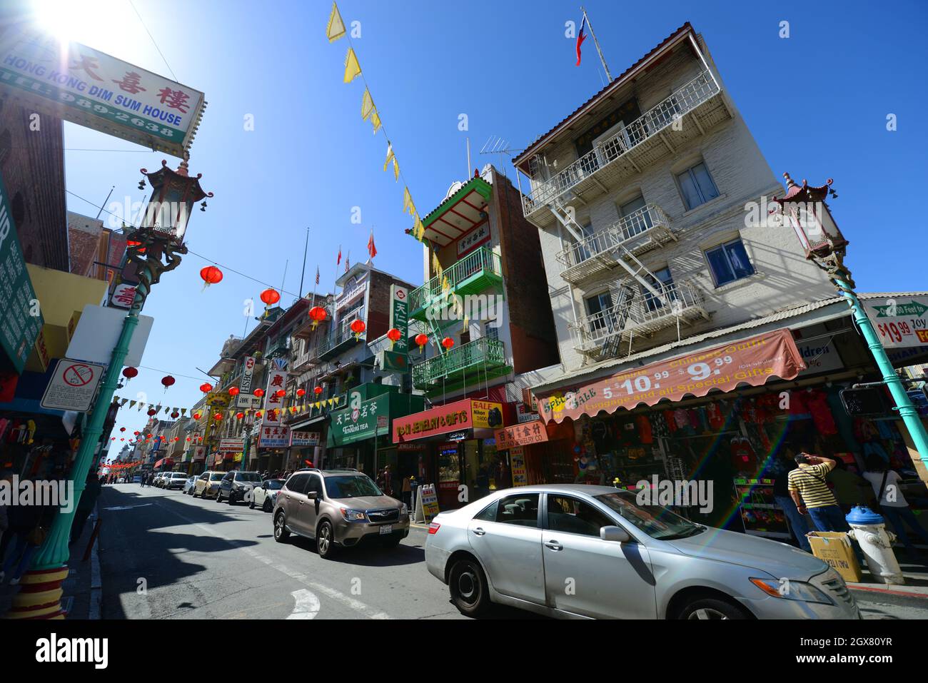 Antique Chinese style commercial buildings on 957 Grant Avenue at ...