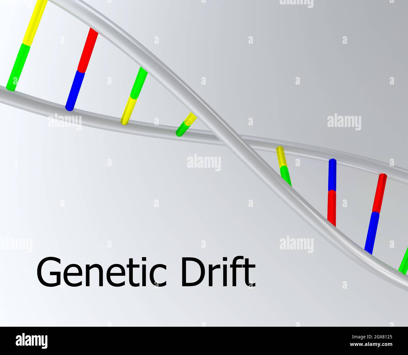 3D illustration of Genetic Drift script below a DNA double helix ...