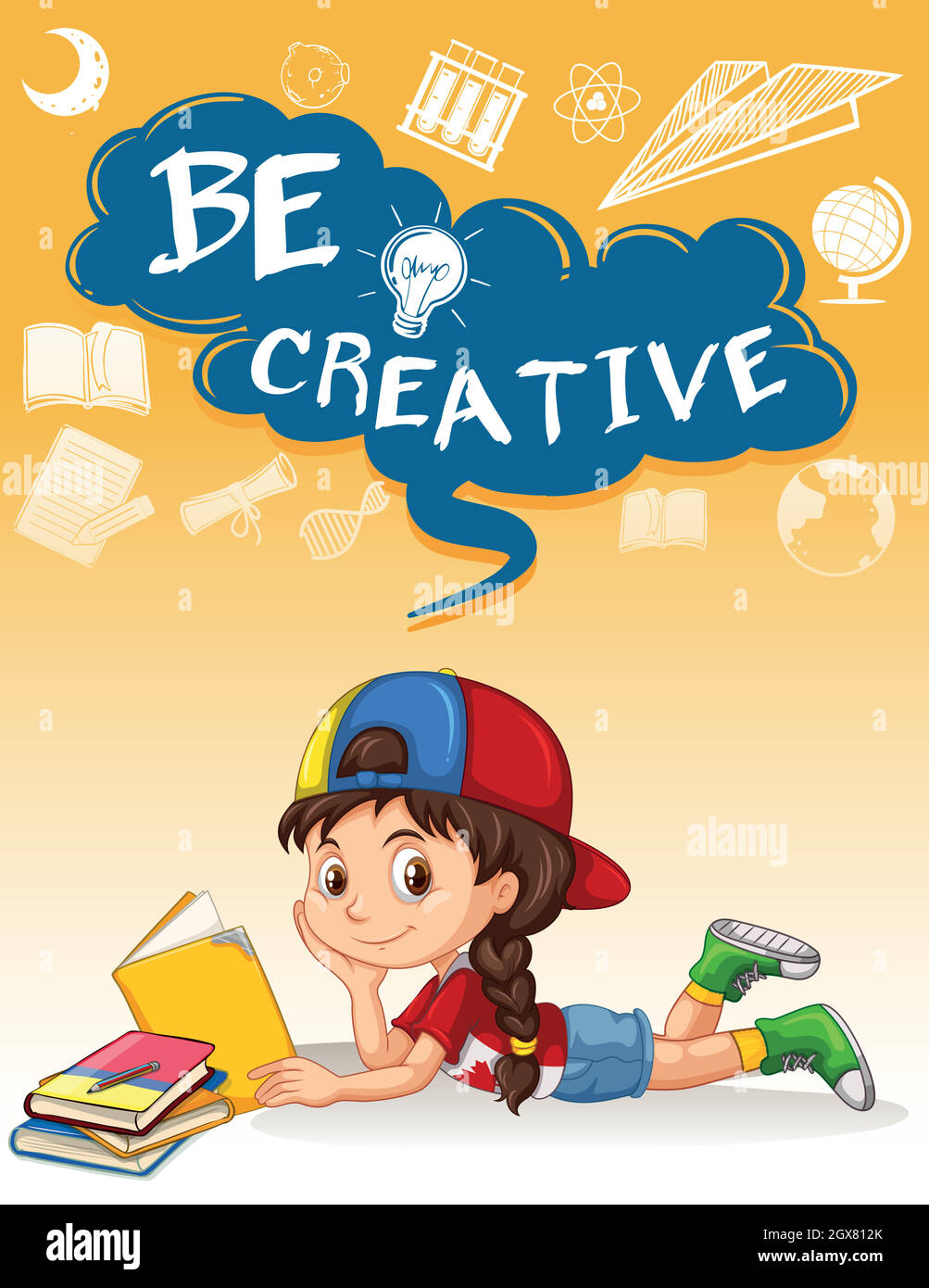 Girl reading book alone Stock Vector Image & Art - Alamy