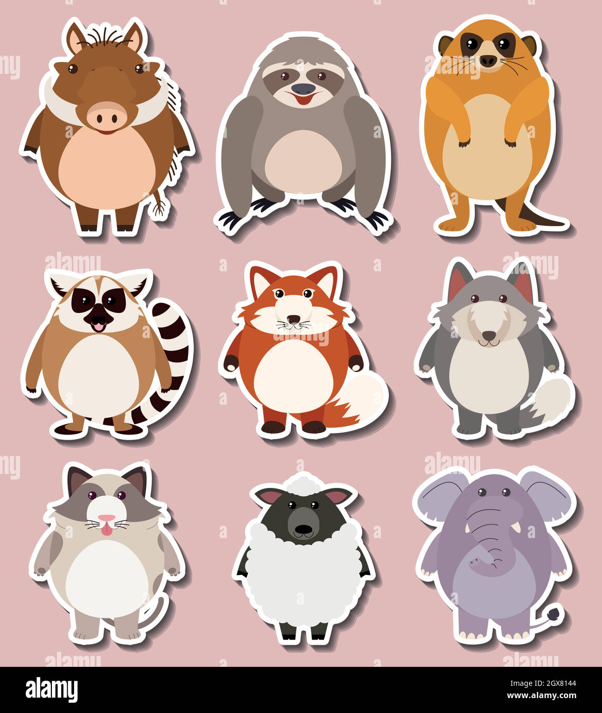 Sticker design for wild animals Stock Vector Image & Art - Alamy