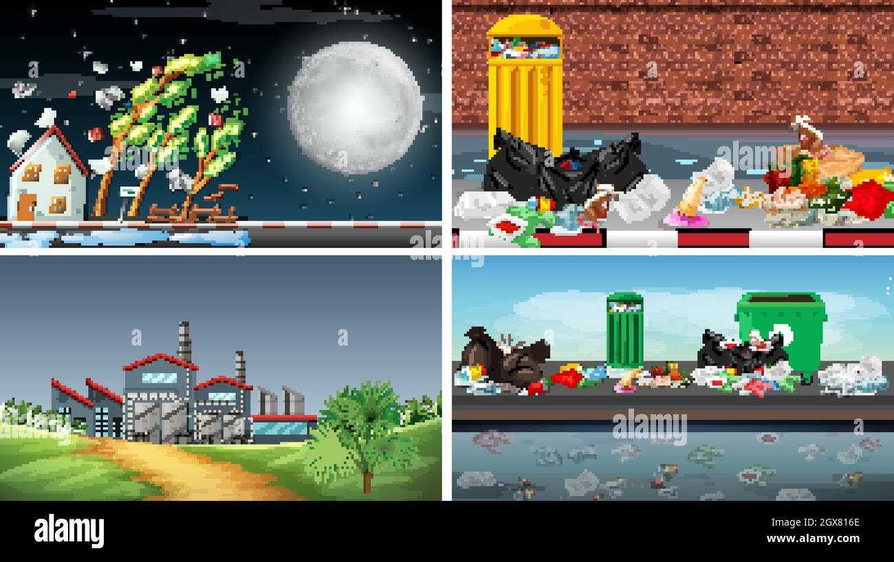 Set of polluted scenes Stock Vector Image & Art - Alamy