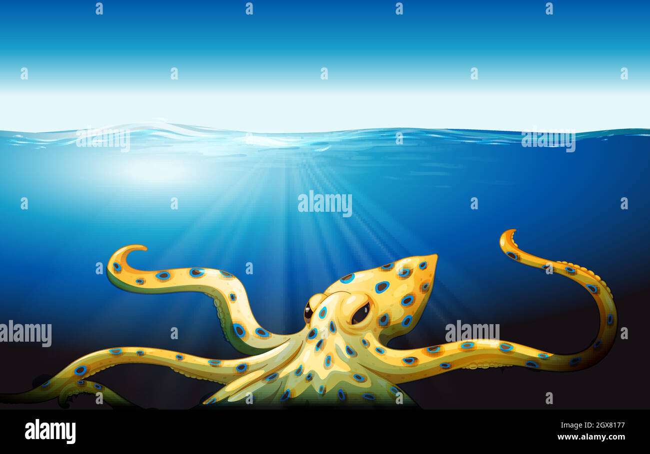 Blue ocean under sky Stock Vector Images - Alamy