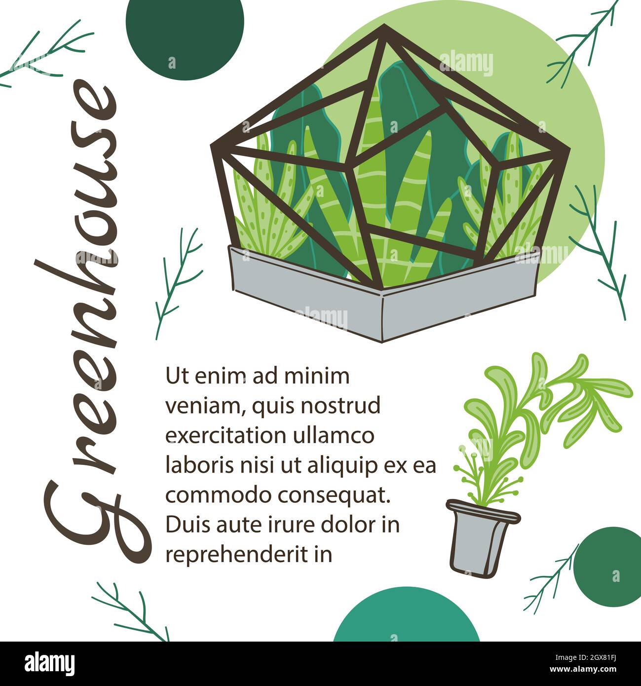 Greenhouse with plants and flowers, ecosystem Stock Vector Image & Art ...