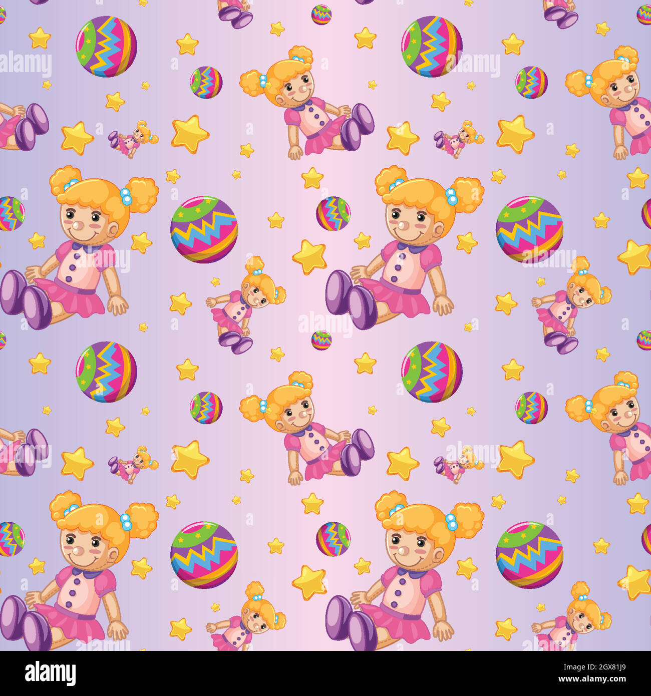Seamless background design with dolls and balls Stock Vector Image ...