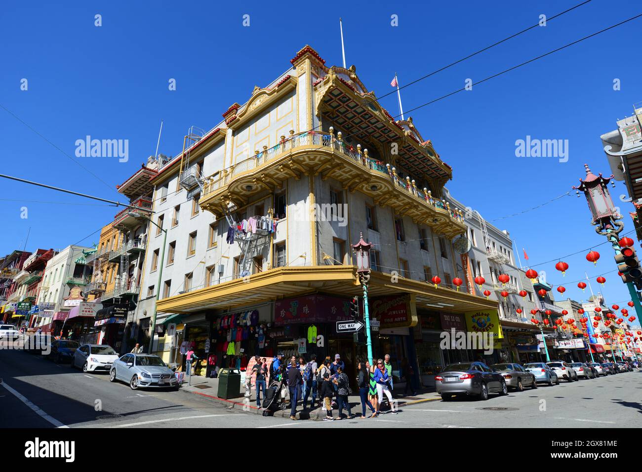 Antique Chinese style commercial buildings on 801 Grant Avenue at Clay ...