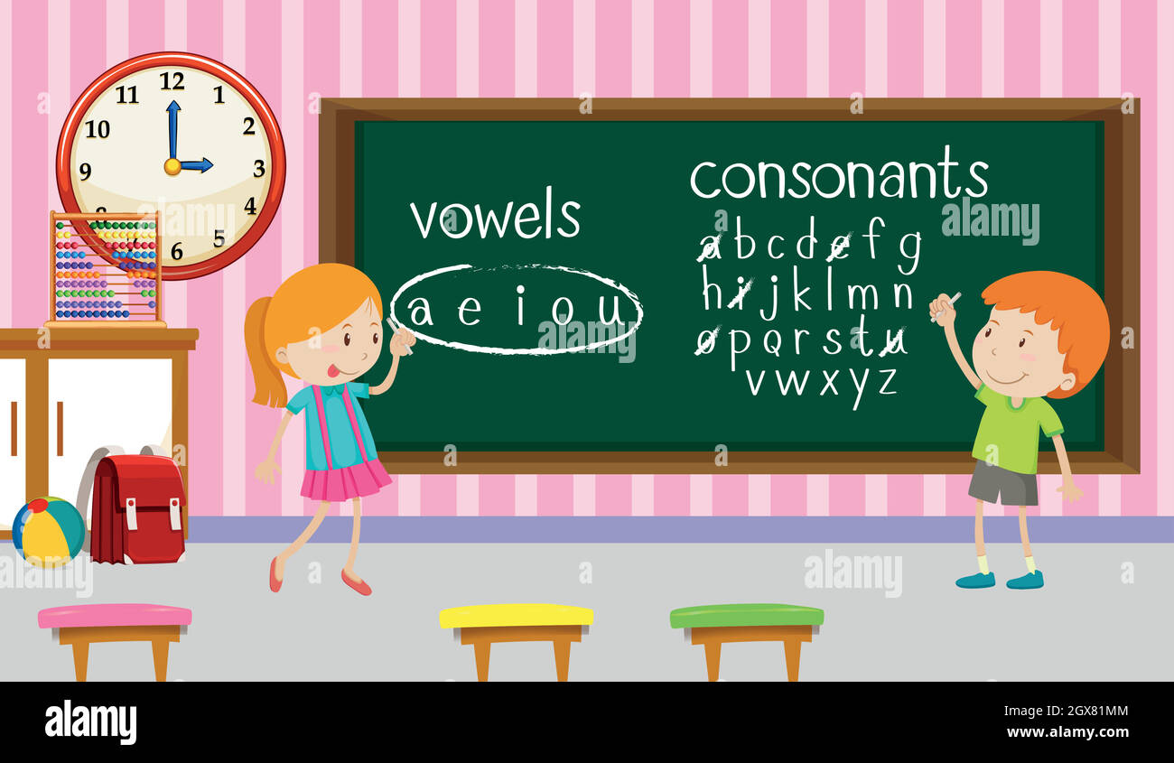 Kids studying english in classroom Stock Vector Image & Art - Alamy