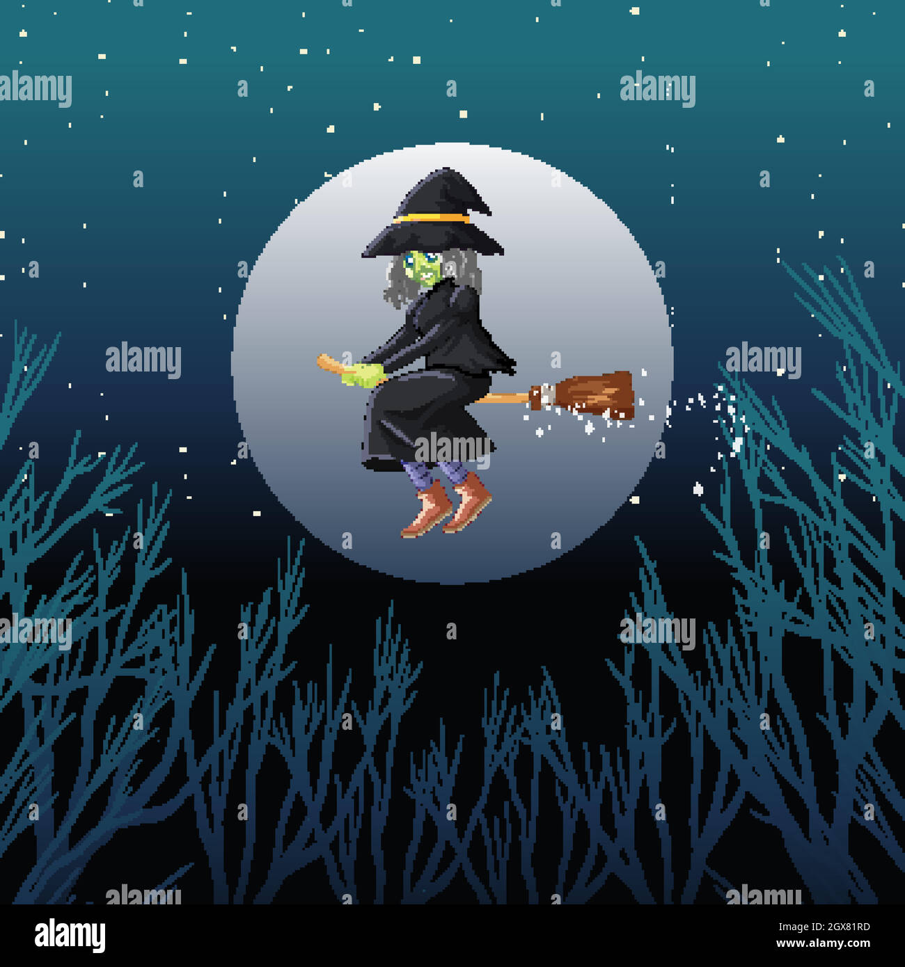 Witch on broomstick hi-res stock photography and images - Alamy