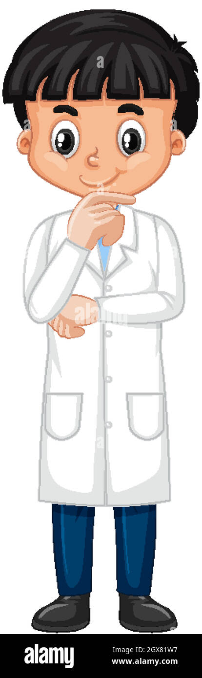 Happy boy in science gown standing on white background Stock Vector ...
