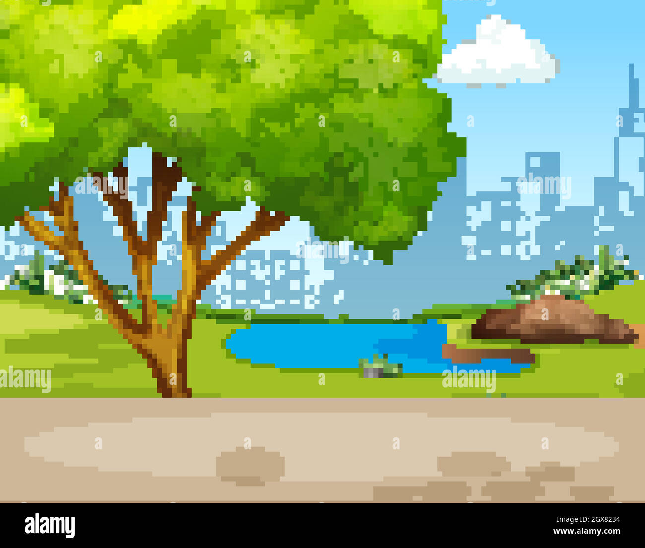 Park background scene with a tree and swamp Stock Vector Image & Art ...