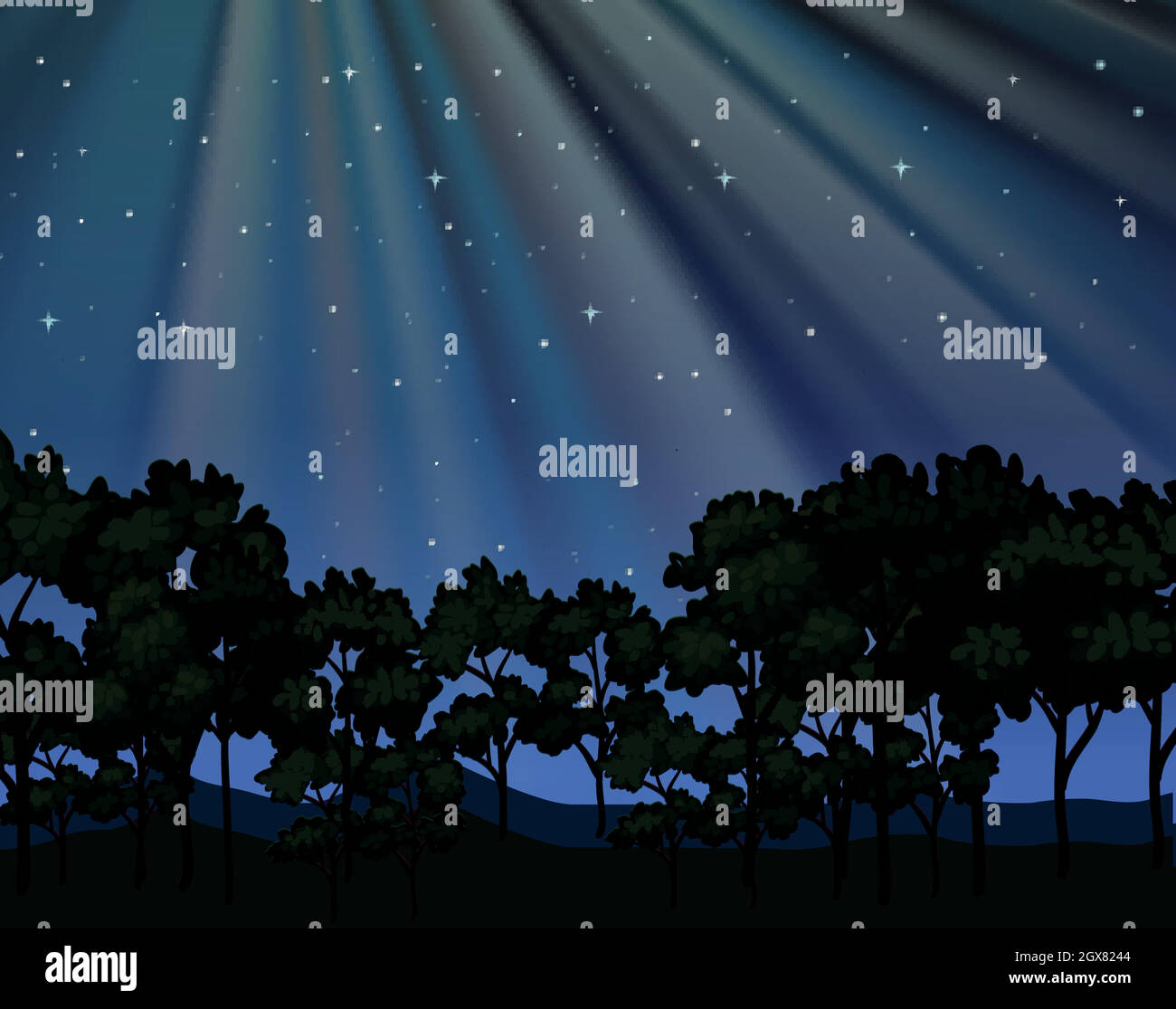 Night garden picture Stock Vector Images - Alamy