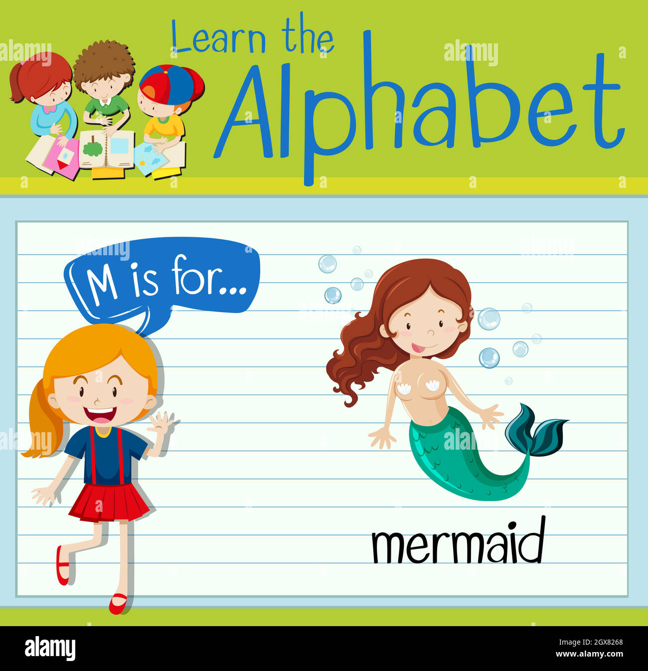 Flashcard letter M is for mermaid Stock Vector Image & Art - Alamy