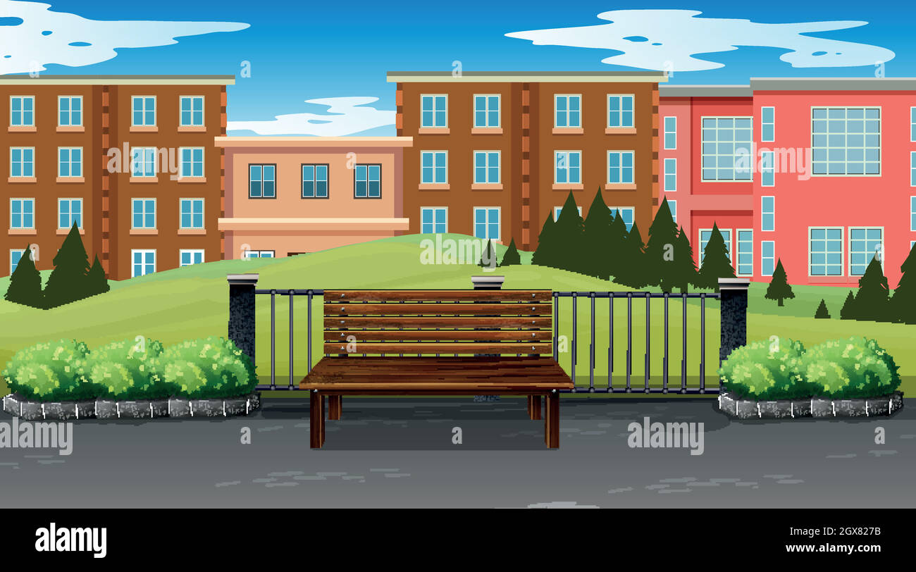Empty park scene with buildings in background Stock Vector Image & Art ...