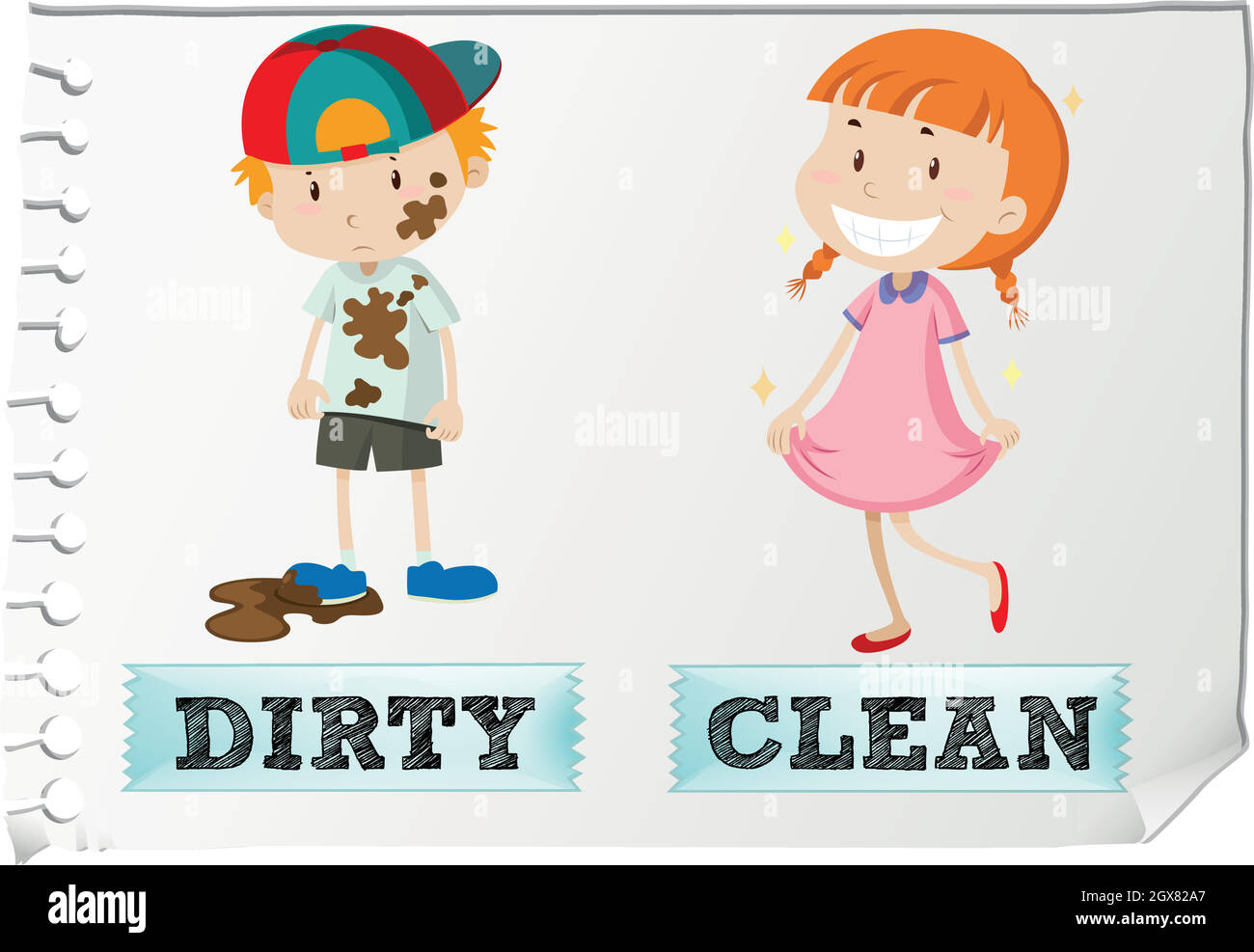 Opposite adjectives dirty and clean Stock Vector Image & Art - Alamy