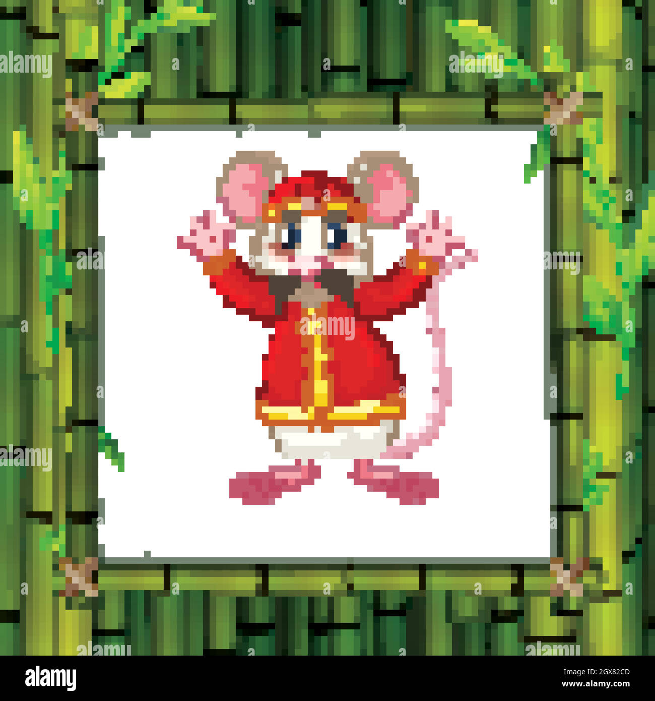 Rat in chinese costume in bamboo frame Stock Vector Image & Art - Alamy