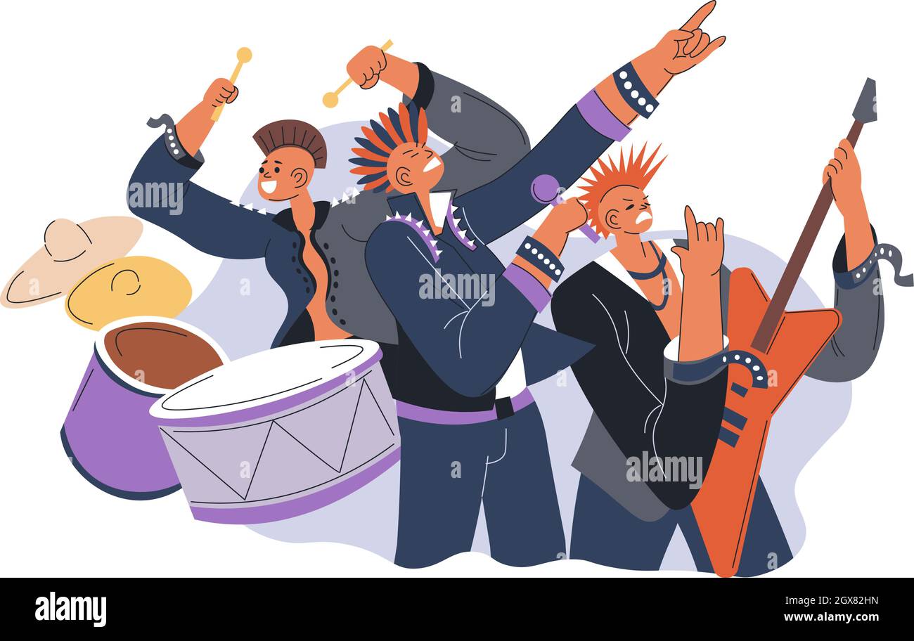 Punk or metal music band, hardcore group vector Stock Vector Image ...