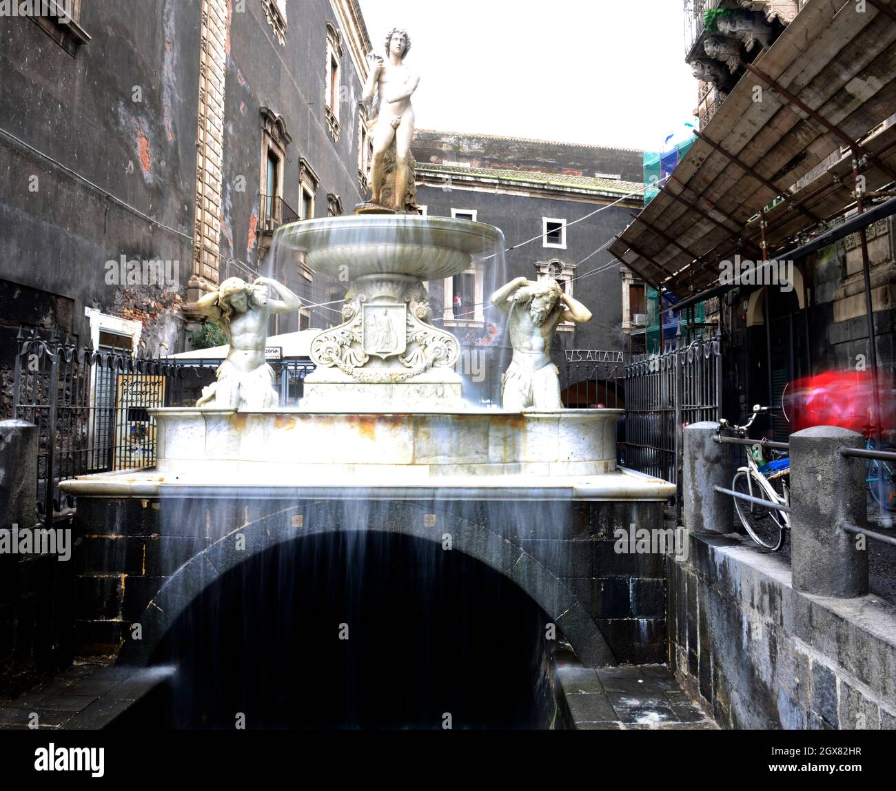 Fontana dell’Amenano- A Baroque fountain of mythical figures by Tito Angelini & inscribed with ...