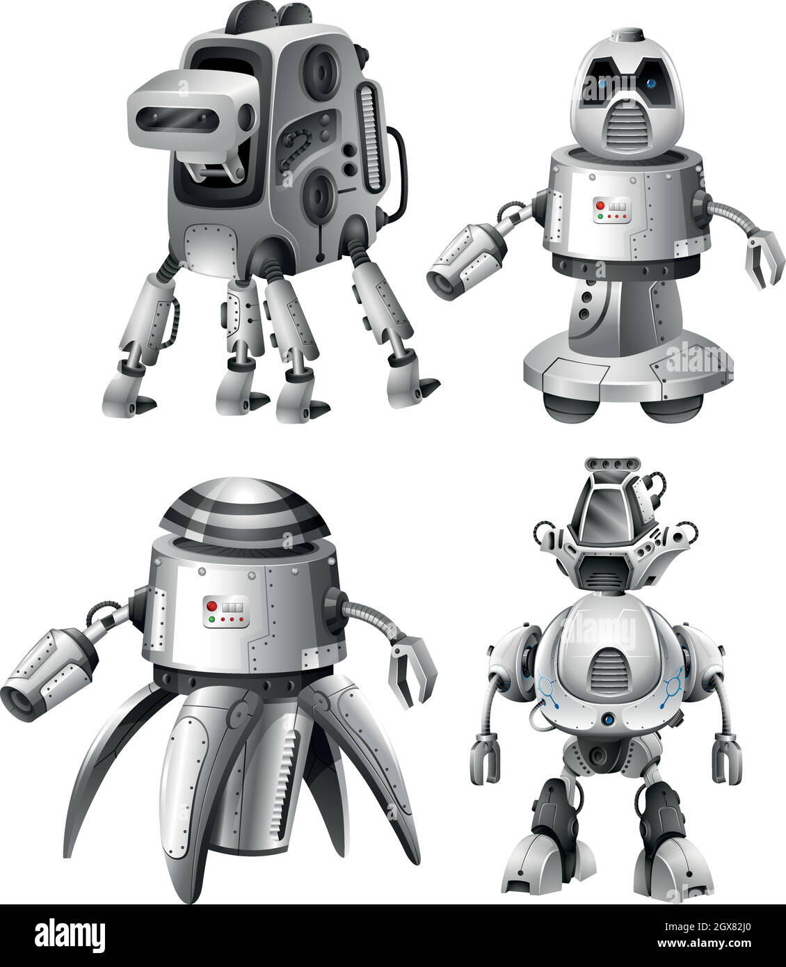 Set of futuristic robots on white Stock Vector Image & Art - Alamy