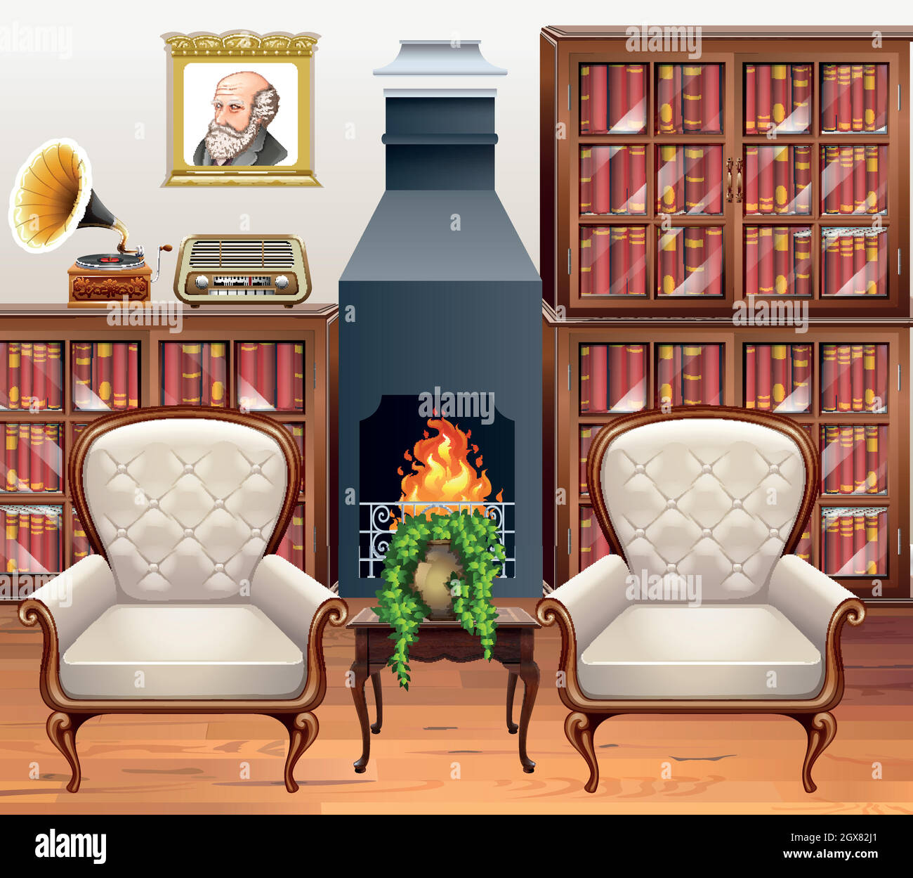 Study room with two armchairs Stock Vector Image & Art - Alamy