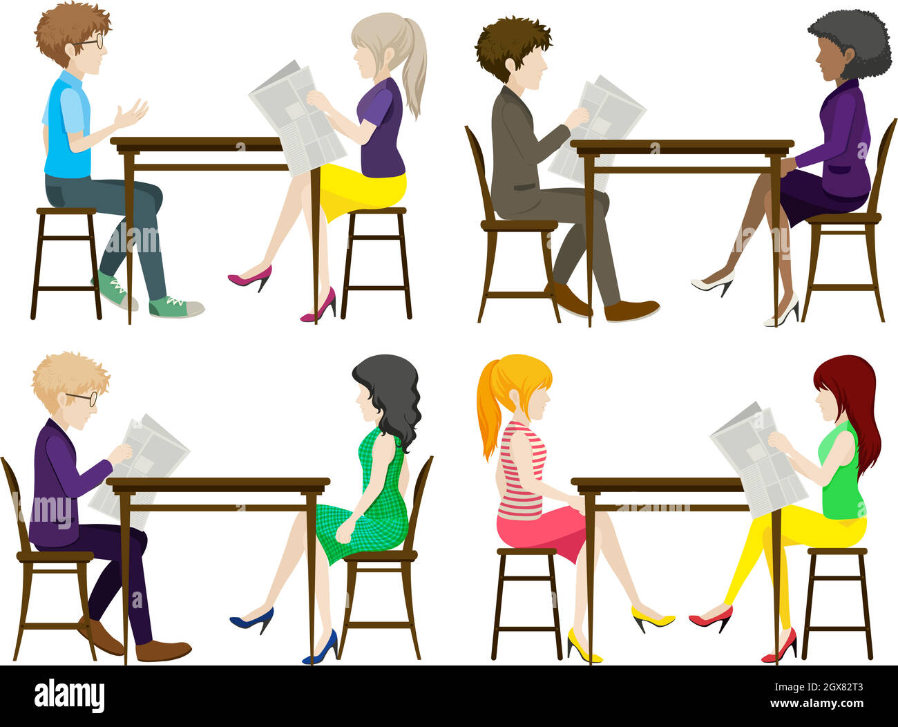 People sitting table tables Stock Vector Images - Alamy
