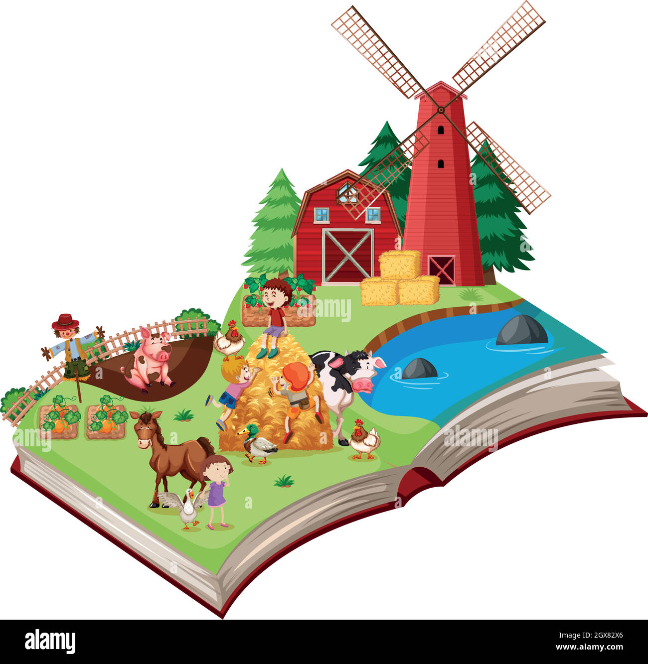 Farm scene pop up book Stock Vector Image & Art - Alamy