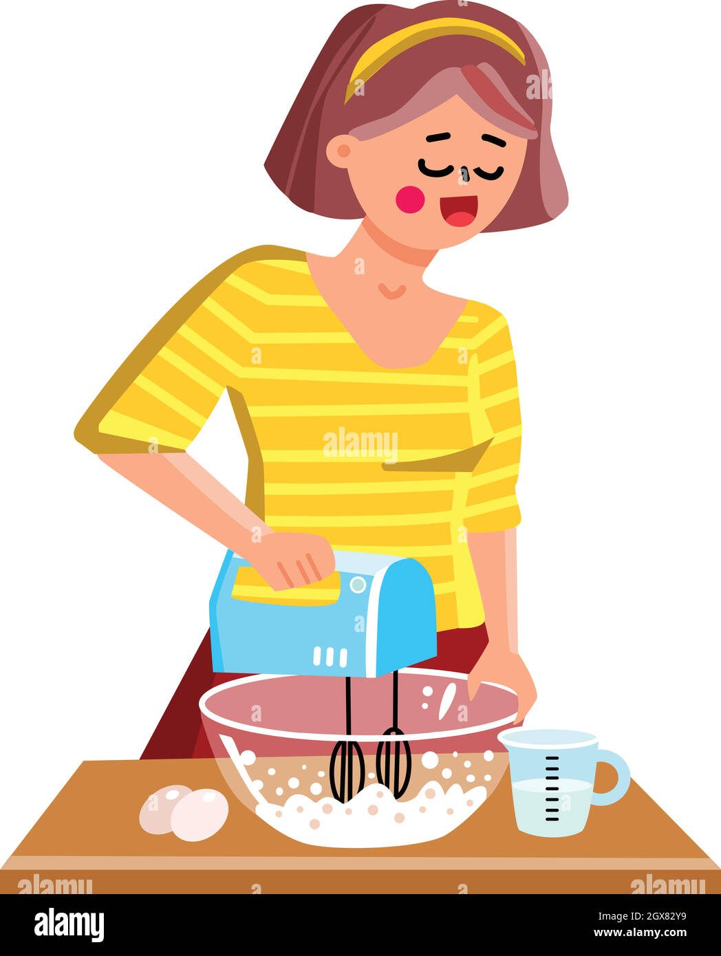 Hand Mixer Kitchen Equipment Using Girl Vector Stock Vector Image & Art ...