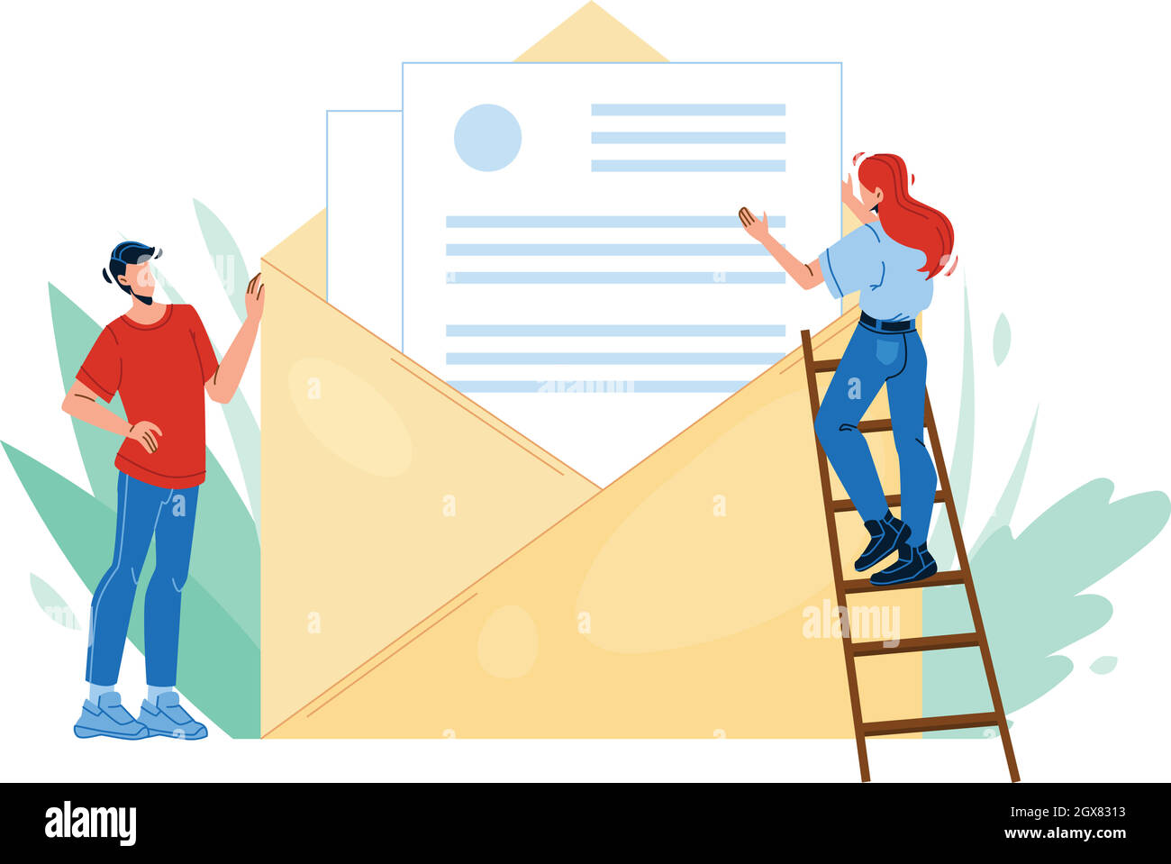 People Opening And Reading Email Message Vector Stock Vector Image ...