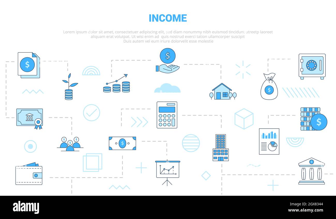 business income concept with icon set template banner with modern blue ...